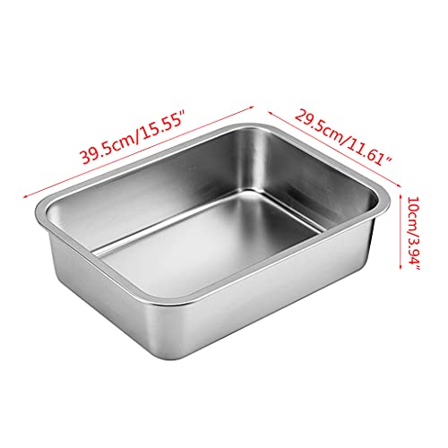 Stainless Steel Litter Box, Metal Cats Litter Pan Toilet Litter Box for Kittens, Rabbits, Hamster Small Animals, Nonstick, Smooth Surface