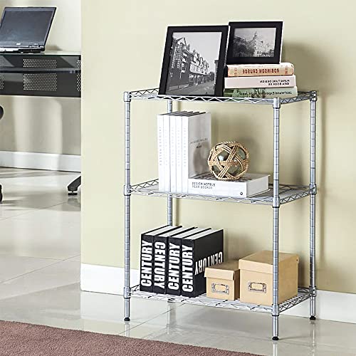 BNSPLY 3 Tier Wire Shelving Unit, Adjustable Wire Rack, Metal Storage Shelves for Kitchen, Pantry, Laundry, Bathroom, Closet (13.5" D x 23" W x 31.5" H, Chrome)