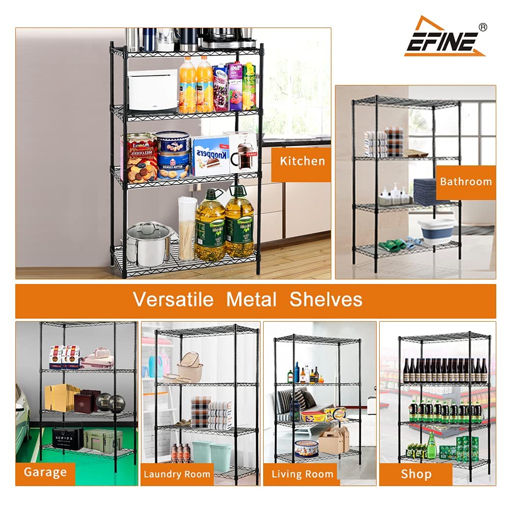 Catalina Creations 4-Shelf Shelving Unit with Shelf Liners Set of 4, Adjustable Rack Unit, Steel Wire Shelves, Shelving Units and Storage Rack for Kitchen and Garage (35.5W X 15.8D X 54H)