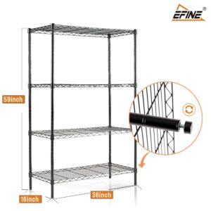 Catalina Creations 4-Shelf Shelving Unit with Shelf Liners Set of 4, Adjustable Rack Unit, Steel Wire Shelves, Shelving Units and Storage Rack for Kitchen and Garage (35.5W X 15.8D X 54H)