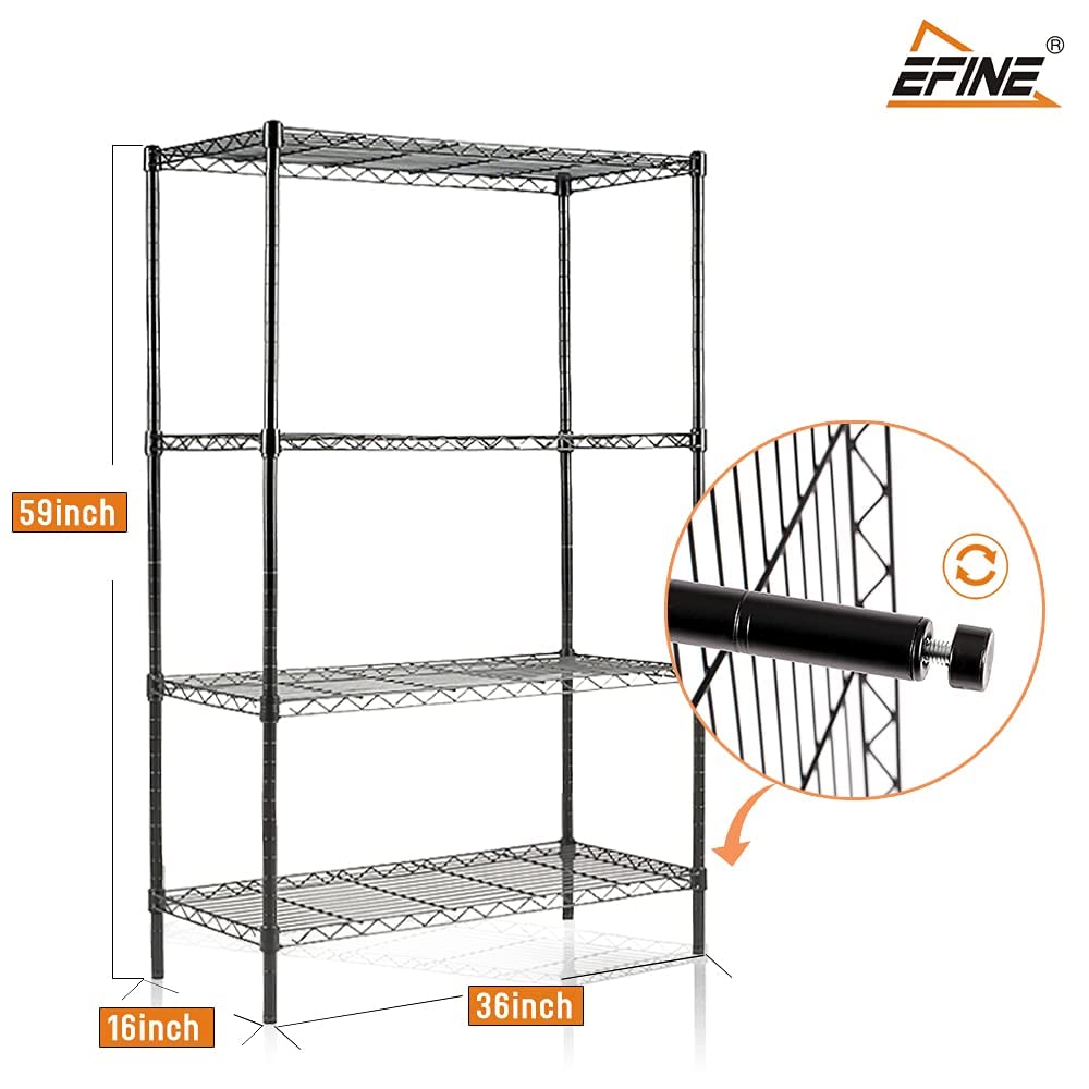 Catalina Creations 4-Shelf Shelving Unit with Shelf Liners Set of 4, Adjustable Rack Unit, Steel Wire Shelves, Shelving Units and Storage Rack for Kitchen and Garage (35.5W X 15.8D X 54H)