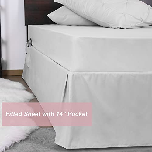 JUDVX Twin Size Comforter Sets, 8 Pieces Bedding Sets, Grey Pinch Pleat Pintuck Twin Bed in A Bag with Down Comforters, Sheets, Pillowcases & Shams