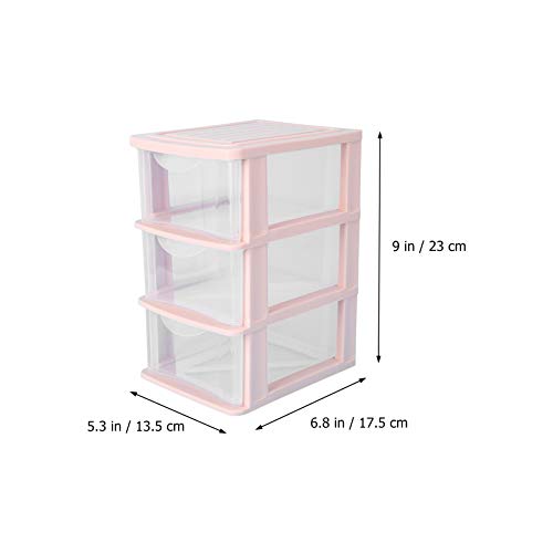 Yardwe 1Pc Drawer Organizer 3 Layers Drawer Storage Cabinet Pink Frame with Clear Drawers Plastic Multi- Storage Box Pink