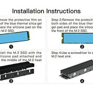 M.2 PS5 SSD NVMe Heatsink for Samsung 990 980 Pro 970 EVO Plus SN570 SN750 SN850 Firecuda 530 NVME or SATA m2 2280 SSD Cooling Heatsink, Black