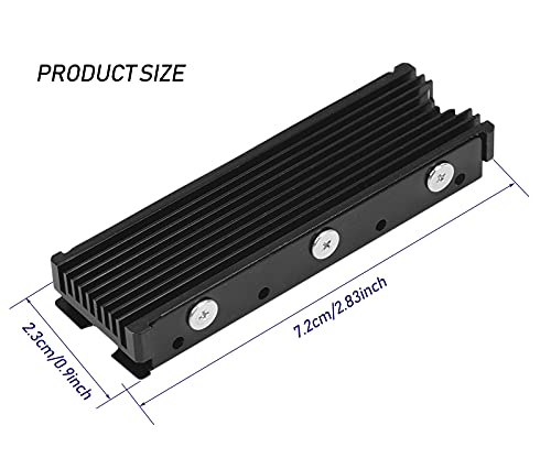 M.2 PS5 SSD NVMe Heatsink for Samsung 990 980 Pro 970 EVO Plus SN570 SN750 SN850 Firecuda 530 NVME or SATA m2 2280 SSD Cooling Heatsink, Black