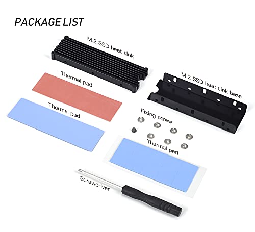 M.2 PS5 SSD NVMe Heatsink for Samsung 990 980 Pro 970 EVO Plus SN570 SN750 SN850 Firecuda 530 NVME or SATA m2 2280 SSD Cooling Heatsink, Black