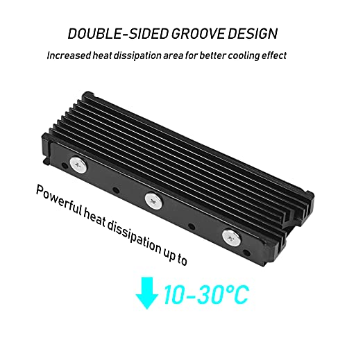 M.2 PS5 SSD NVMe Heatsink for Samsung 990 980 Pro 970 EVO Plus SN570 SN750 SN850 Firecuda 530 NVME or SATA m2 2280 SSD Cooling Heatsink, Black