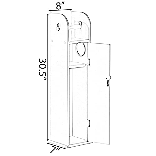 Small Bathroom Toilet Paper Roll Holder with Storage Cabinet and Extra Slot for Tissue Roll, White