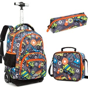 mohco rolling backpack 16 inch kids wheeled school backpack set for boys and girls