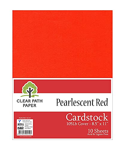 Bundle - 2 Cardstock Items - Pearlescent Blue - 8.5 x 11 inch - 105Lb Cover; Pearlescent Red - 8.5 x 11 inch - 105Lb Cover - 20 Sheets Total - Clear Path Paper