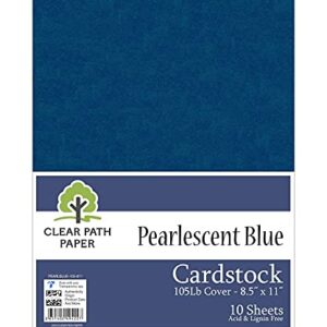 Bundle - 2 Cardstock Items - Pearlescent Blue - 8.5 x 11 inch - 105Lb Cover; Pearlescent Red - 8.5 x 11 inch - 105Lb Cover - 20 Sheets Total - Clear Path Paper