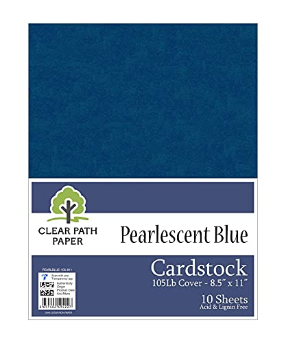 Bundle - 2 Cardstock Items - Pearlescent Blue - 8.5 x 11 inch - 105Lb Cover; Pearlescent Red - 8.5 x 11 inch - 105Lb Cover - 20 Sheets Total - Clear Path Paper