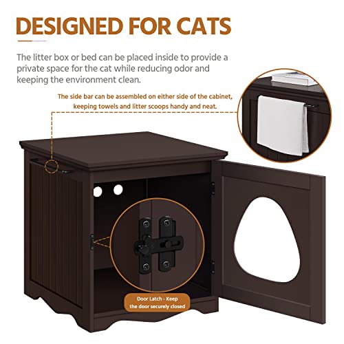 Yaheetech Cat Litter Box Enclosure, Indoor Pet Crate-Hidden Cat House Cat Washroom with Vent Holes & Latch Lock, Pet Furniture Cabinet & Side Table for Living Room,Easy Assemly, Espresso