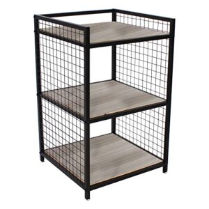 loyalheartdy 3-shelf shelving storage unit industrial 3-tier storage rack metal and wood style bookshelf multi-purpose indoor garage storage organizer shelves, 21.3" x 21.3"x 34.6" (3-tier)