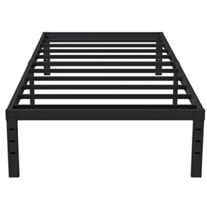 upcanso 16 inch twin bed frames no box spring need, metal platform bed frame twin size heavy duty mattress foundation with 14 inch storage, eassy assembly 2,500 lbs steel slats support, black