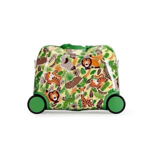 GinzaTravel Cute Children's Luggage Sit and Ride Trolley Case 17-inch Universal Wheel Travel Case for Boys and Girls (Green color)