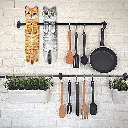 AGRIMONY Cat Funny Hand Towels for Bathroom Kitchen - Cute Decorative Cat Decor Hanging Washcloths Face Towels Super Absorbent Soft - Housewarming Gift for Cat Lovers - Gray