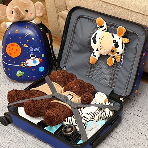 Kids Luggage and Backpack 18" Suitcase with Spinner Wheel Hard Case Travel Suitcase 13" Backpack Girl Suitcase Set for Kids Travel Suitcase Supplies (Blue, Spaceman Style)