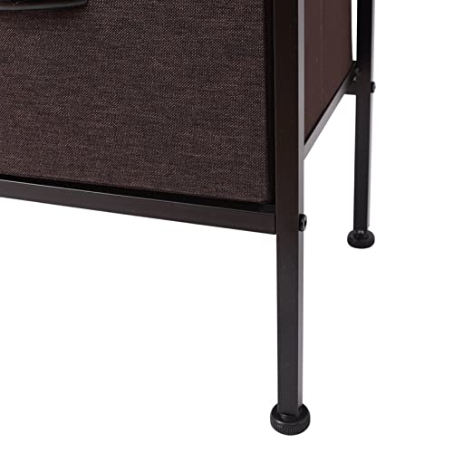 HOMOKUS Drawers Dresser with Large Capacity -Tall Fabric Storage Tower Fabric Dresser Organizer Unit, Sturdy Steel Frame, Wooden Top & Handles, Easy Pull Fabric Bins - 3 Drawers (Brown)