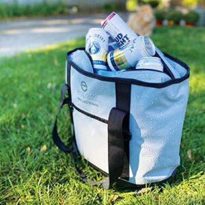 Enthusiast Gear Dry Soft Cooler Bag Tote – Soft Sided Insulated Camp Cooler – Waterproof, Leak Proof, Collapsible, with Side Pocket - Perfect for Boat, Pool, Beach, Picnics, Grocery - (20 Cans)