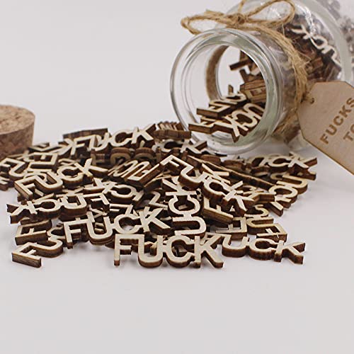 Jar of Fucks（5oz）Gift Jar,Fucks to Give,Fuck Wooden Cutout Letter Piece Bad Mood Vent Spoof Birthday Day,Holiday, Gift to Friend,Funny Gift,Valentines Day.