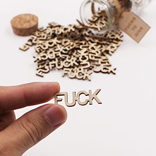 Jar of Fucks（5oz）Gift Jar,Fucks to Give,Fuck Wooden Cutout Letter Piece Bad Mood Vent Spoof Birthday Day,Holiday, Gift to Friend,Funny Gift,Valentines Day.