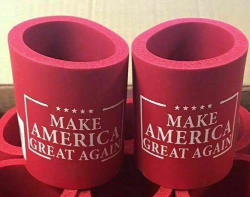 2 PC Trump 2024 Beer can cooler beverage RED MAGA Old Style Foam Donald J Trump