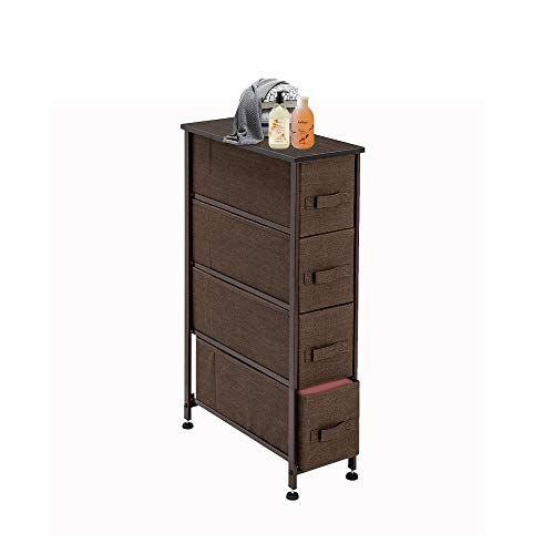 Narrow Dresser, Slim Storage Tower with 4 Fabric Drawers, Vertical Storage Unit for Living Room, Kitchen, Gap, Small Space, 8 x 19 x 30 Inch, Brown