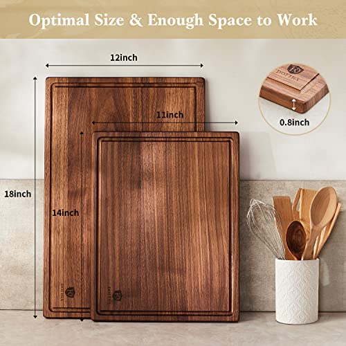 Dofira Large American Black Walnut Wood Cutting Board 18x12in for Kitchen, Wooden Chopping Board with Juice Groove, Reversible Charcuterie Serving Board for Meat, Cheese, Vegetables [Gift Box]