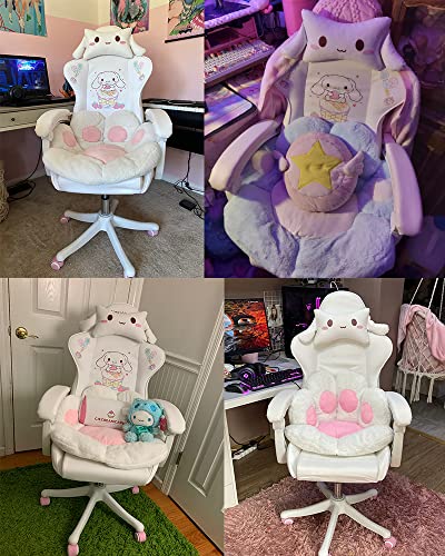 Cinnamoroll Pink Gaming Chair for Kids, Cartoon Gamer Chair for Teens Adults Computer Chair for Girls Video Game Chairs Silla Gamer Ergonomic PC Chair（Pink-White）