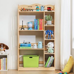 MoNiBloom Large Heavy Duty Wood Modern Bookshelf for Small Space 5 Tier Storage Display Stand Rack Heavy Duty for Kids Teen Room Living Room, Natural