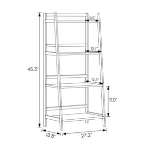 MoNiBloom Ladder Shelf for Plant Flower Book, Bamboo 4-Tier Trapezoid Storage Shelf Organizer for Living Room Patio Kitchen Bathroom Home Office, White