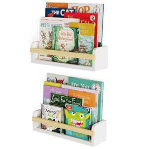 wallniture florida floating shelves for kids room decor, kids bookshelf, nursery decor wood shelf for wall set of 2, white