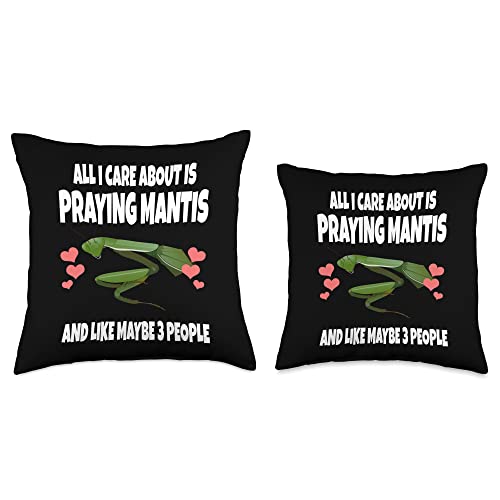 Praying Mantis All I Care Like 3 People Throw Pillow, 16x16, Multicolor