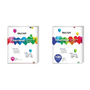 nuova premium thermal laminating pouches, 9" x 11.5"/letter size/3 mil, 200 pack (lp200h) & premium thermal laminating pouches 9" x 11.5", letter size, 3 mil, 100 pack (lp100h)