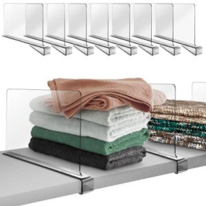 hekmaden acrylic shelf dividers for closet organization 8pcs，clear shelf divider fits shelves of 0.4-1 inch, shelf divider for wooden shelving