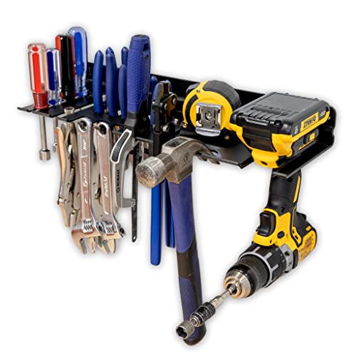 StoreYourBoard Garage Hand Tool Organizer, Drill, Screw Driver and Wrench Sets, Hammer, Pliers, Wall Mount Storage Tool Tray, Heavy Duty Steel