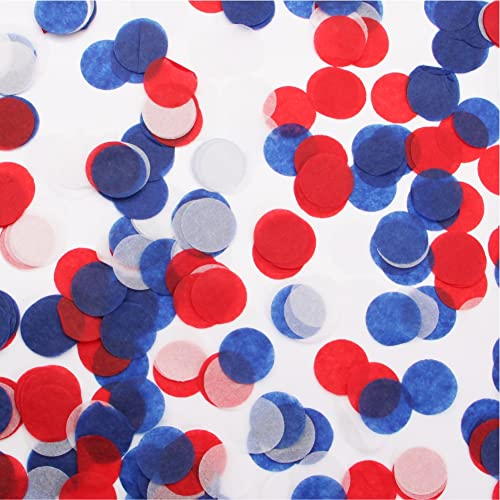 PMLAND Gift Wrapping Paper Table Confetti Circles 2.5 cm (1 Inch) 6000 pcs - Patriotic (Red, Royal Blue and White)