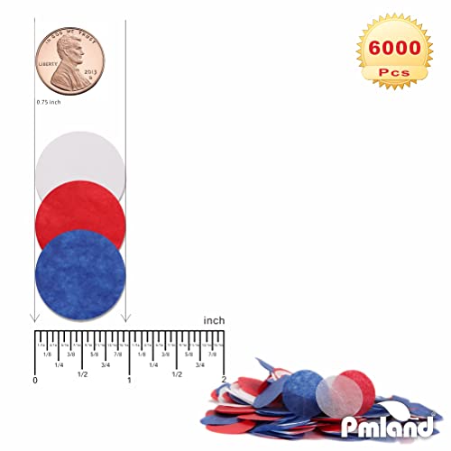 PMLAND Gift Wrapping Paper Table Confetti Circles 2.5 cm (1 Inch) 6000 pcs - Patriotic (Red, Royal Blue and White)