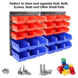 WerkWeit Wall Mounted,30 Pieces Workshop storage bins Rack Garage Bolt Bins Organizer Hardware Bins for Nails and Screws Beads, Buttons and Other Small Parts