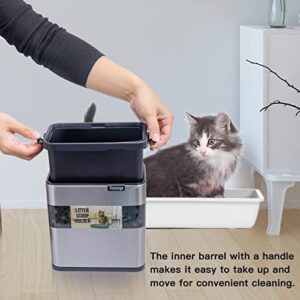 Vonsamge Universal Cat Litter Scoop Holder, Stainless Steel Small Trash Can.