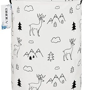 ONOEV Round Fabric Storage Bin,Decorative Basket,Organizer Basket with Handles,for Clothes Storage,books and sundries(Forest deer), 19.7inch(H) x 15.7inch(D)