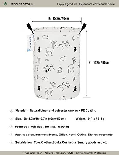 ONOEV Round Fabric Storage Bin,Decorative Basket,Organizer Basket with Handles,for Clothes Storage,books and sundries(Forest deer), 19.7inch(H) x 15.7inch(D)