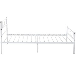 GIME White Twin Bed Frames with Storage for Girls Boys, Platform Bed Mattress Foundation Duty Metal Slats Support with Headboard/Footboard for Teenagers Student, No Box Spring Needed