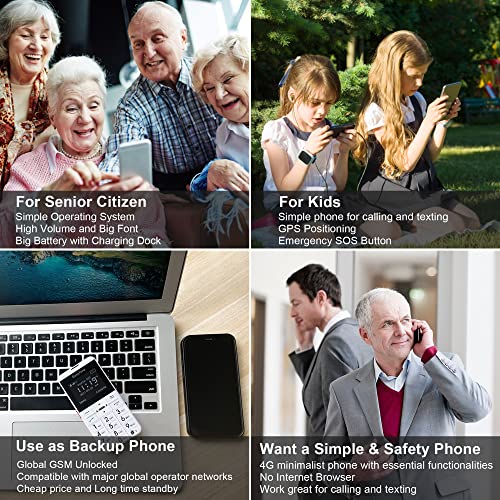 Easyfone Prime-A7 4G Big Button Cell Phone for Seniors | Easy-to-use | Clear Sound | 2.0'' HD Display | SOS Button w/GPS | Unlocked (T-Mobile & MVNOs) | 1500Mah Battery and Charging Dock (Black)