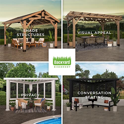 Backyard Discovery Verona Wooden Cabana Pergola with Pebble Privacy Panels