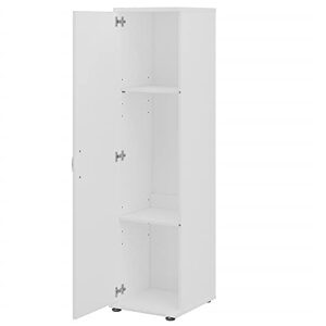 Bush Business Furniture Universal Laundry Storage Narrow Linen Tower with Door and Shelves, White