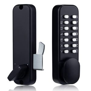 keyless entry door locks with keypads deadbolt, mechanical combination latch door lock with handle, waterproof keyless sliding door lock, digital code gate front door lock set with door knob (black)