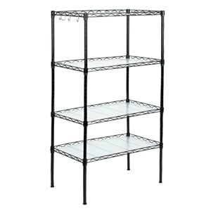 4-shelf 5-shelf adjustable wire shelving unit,metal storage racks utility racks, height household type heavy duty storage shelving for kitchen, bedroom, bathroom and garage, black (5-tier)(4-tier)