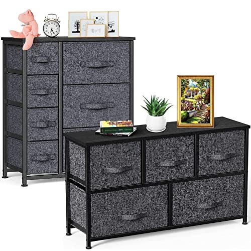 Pipishell 5 Drawers Fabric Dresser,7 Drawer Organizer Unit Fabric Dresser for for Bedroom Closets, Living Room, Nursery Room, Hallway